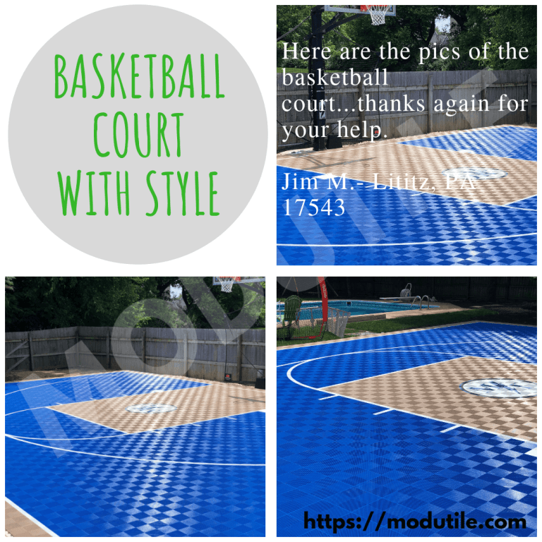 Half-Court Basketball Floor, 46x30, Kit - ModuTile Sport Tiles