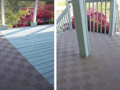 Perforated Interlocking Patio Tiles over concrete - Made in USA