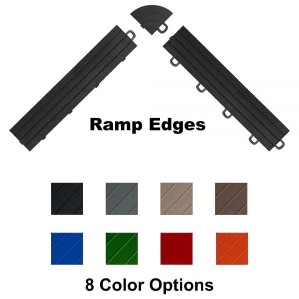 Ramp Edges for 12-inch Interlocking Floor Tiles - ModuTile - 8 Colors